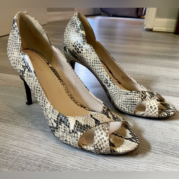 Cole Haan | Shoes | Cole Haan Jacinda Python Snake Print Peep Toe Pumps ...